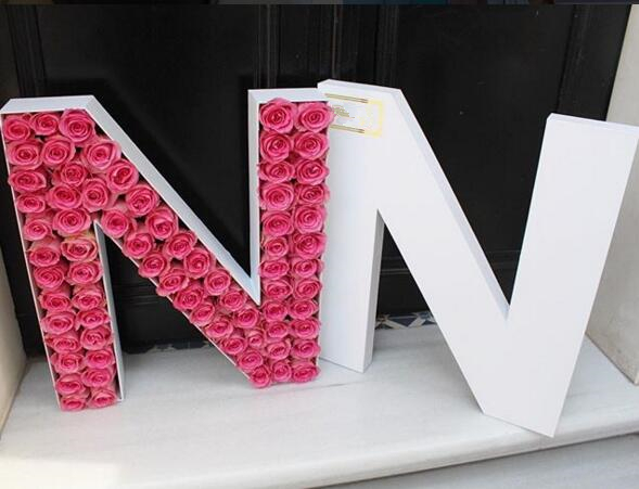Custom unique letter A-Z shape packaging flower boxes luxury with ...