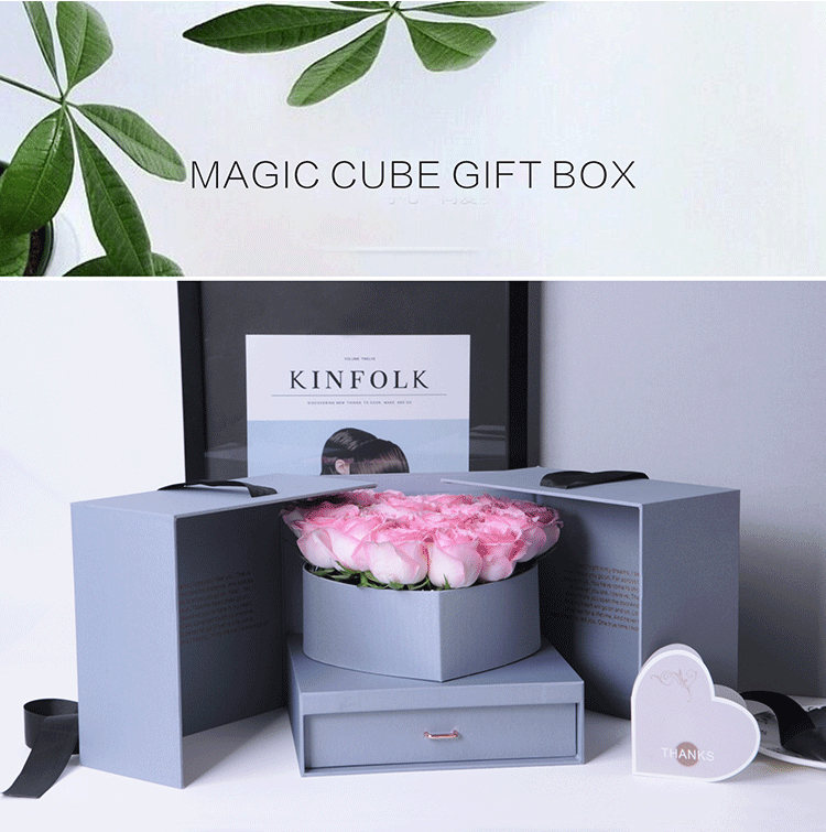 Custom Opening Flower Gifts Box With For Valentine's Day,Double Opening ...