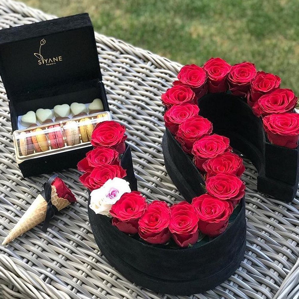 Custom unique letter A-Z shape packaging flower boxes luxury with ...